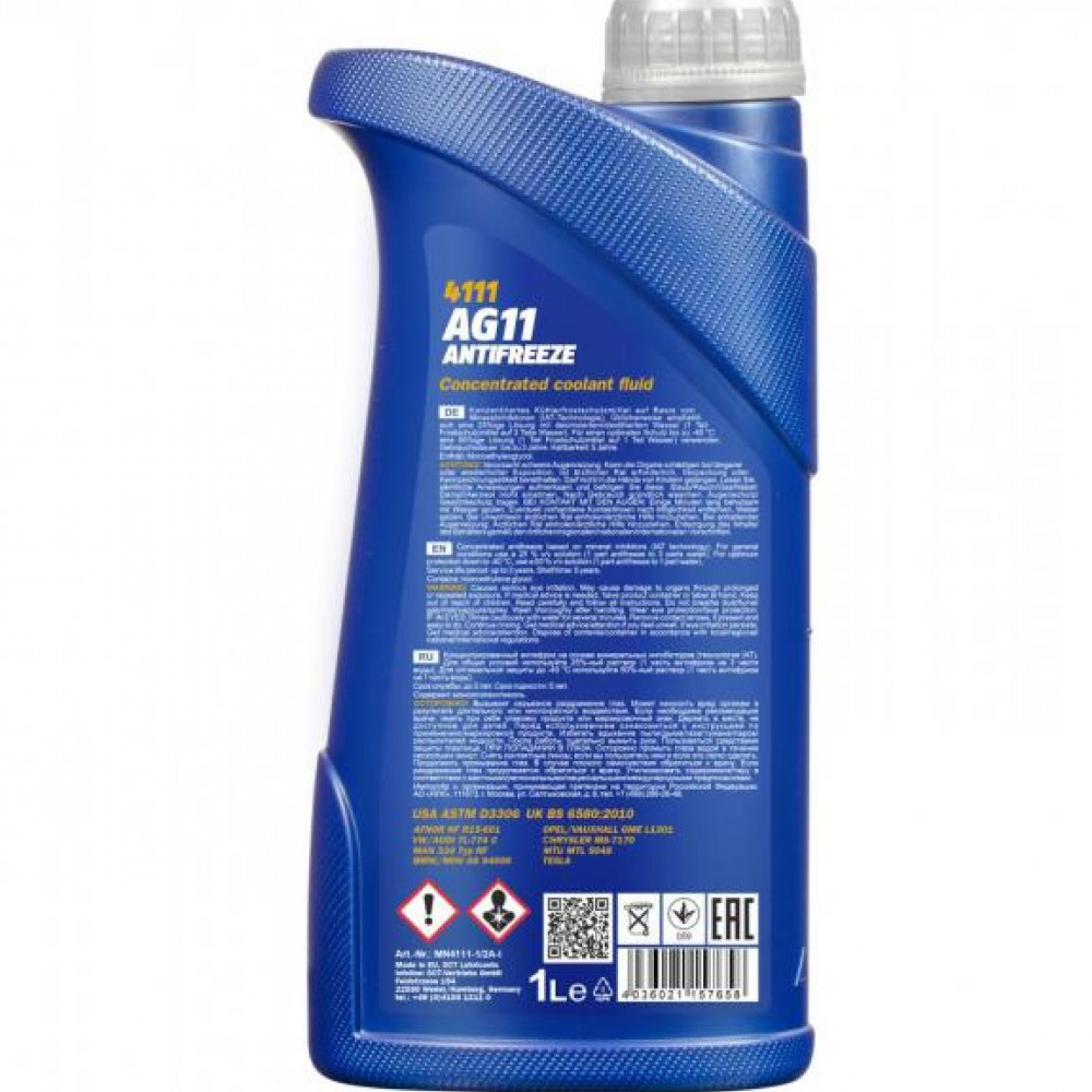 Mannol 4111-1 - AG11 Antifreeze fagyálló koncentrátum, kék, 1it.